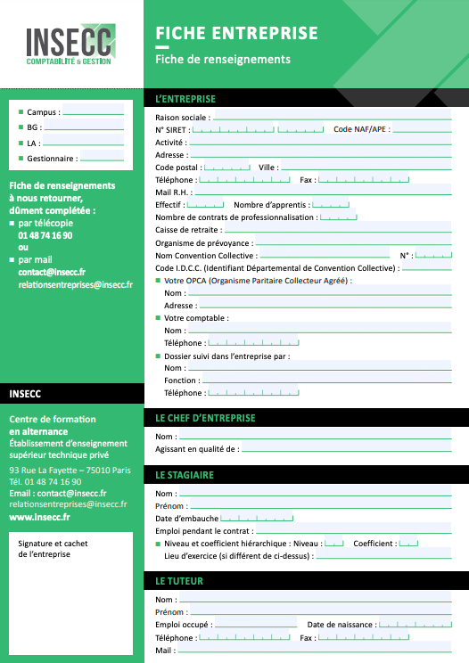 FICHE DE RENSEIGNEMENTS | Insecc